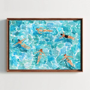 Swimmers, Pool Art, Watercolor Painting, Aqua Tones, Summer Vibes ...