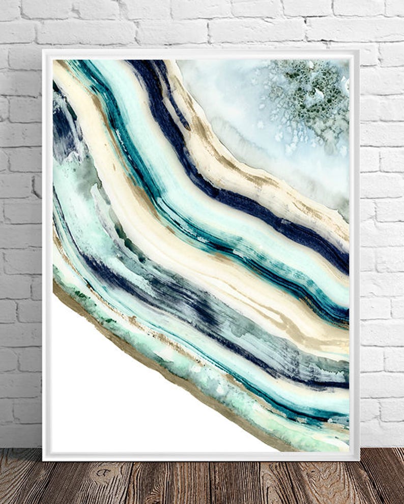Agate Print Watercolor Agate Painting Agate Wall Art Geode - Etsy