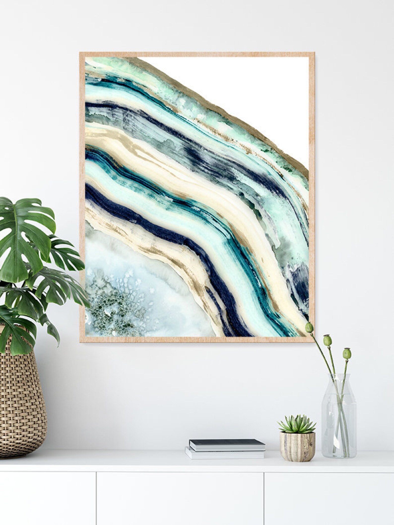 Gemstone Painting Geode Wall Decor Crystal Print Agate Wall | Etsy