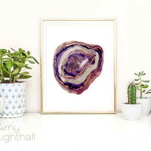 Agate Art, Watercolor Agate Print, , Decorative Wall Art, Blue Agate ...
