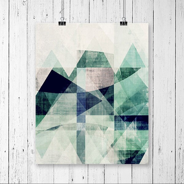 Blue art geometric print geometric wall art home decor | Etsy