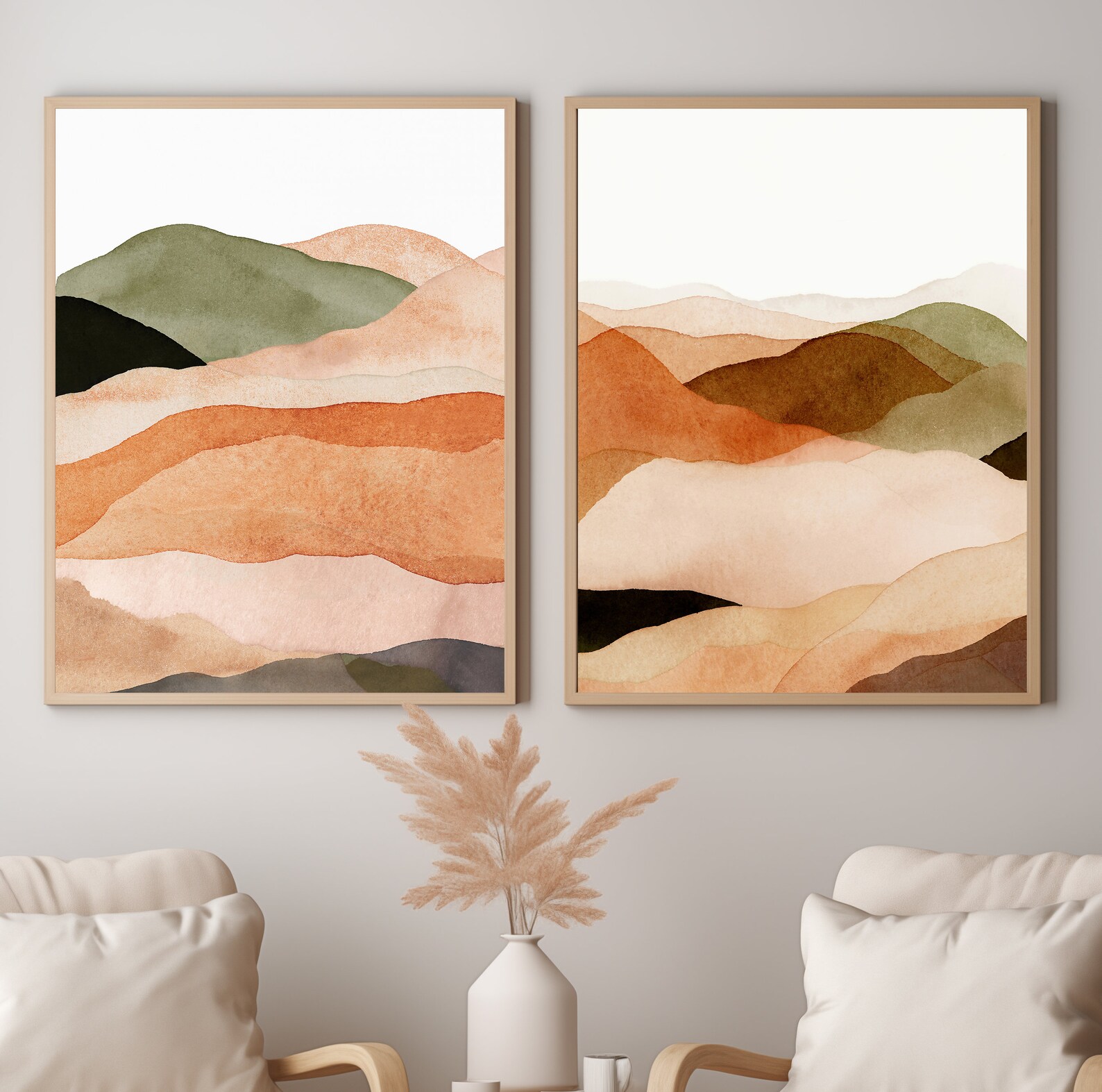 Abstract Mountain Print Set: Scandinavian Modern Wall Art - Etsy