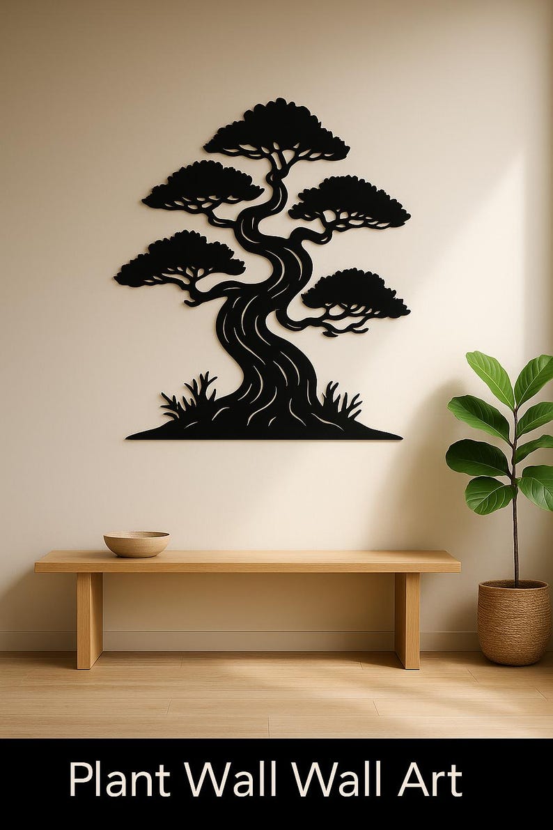 Metal Wall Art DXF SVG – Japanese Bonsai Tree Laser Cut File for CNC ...