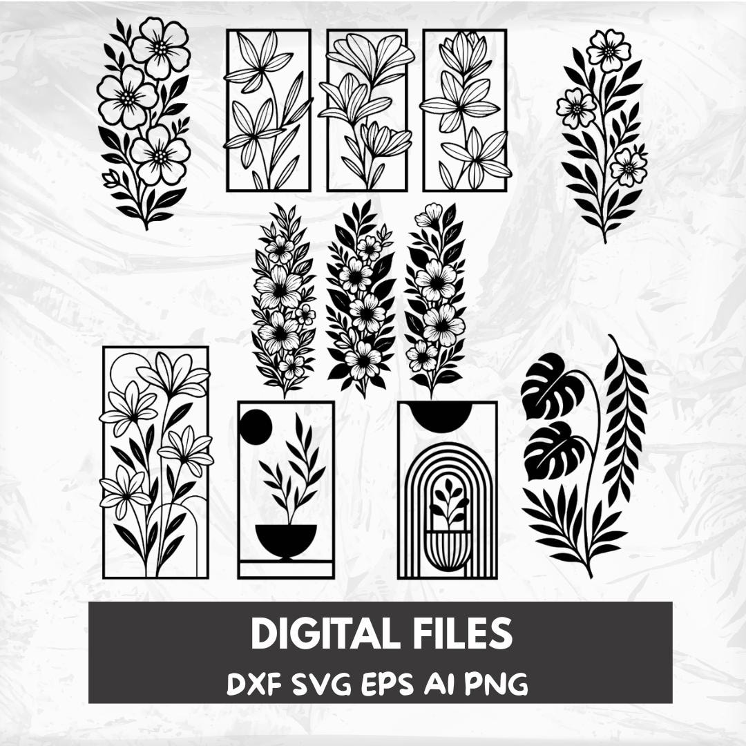 Metal Wall Art SVG DXF Bundle | Laser Cut Files , Floral SVG Decor ...