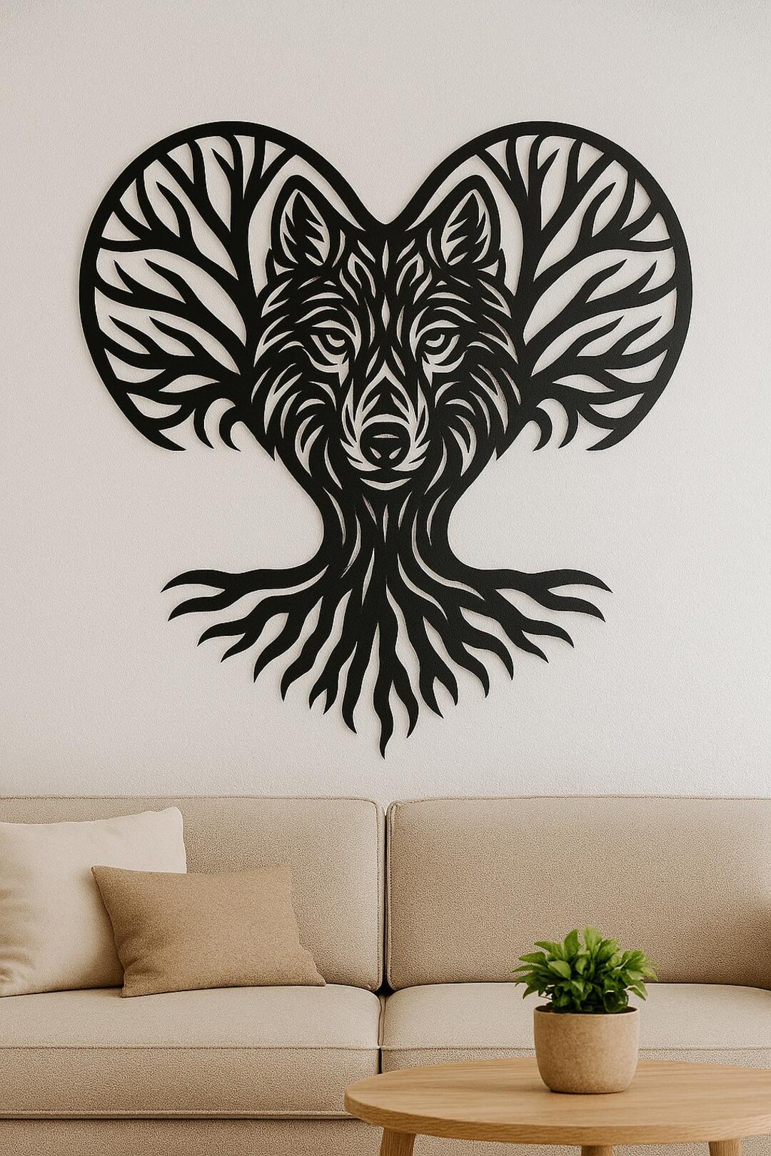 Wolf Tree of Life Heart SVG – CNC Wall Art DXF File – Tribal Wolf Cut ...