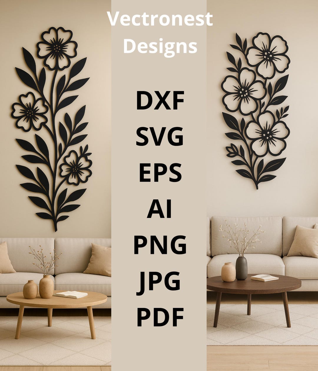Botanical Metal Wall Art DXF SVG : Laser Cut Floral Design (digital ...