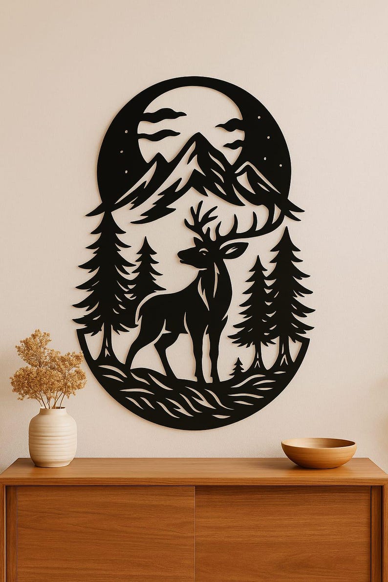 Deer Wall Art SVG DXF - CNC Wildlife - Mountain Forest Wildlife Cut ...