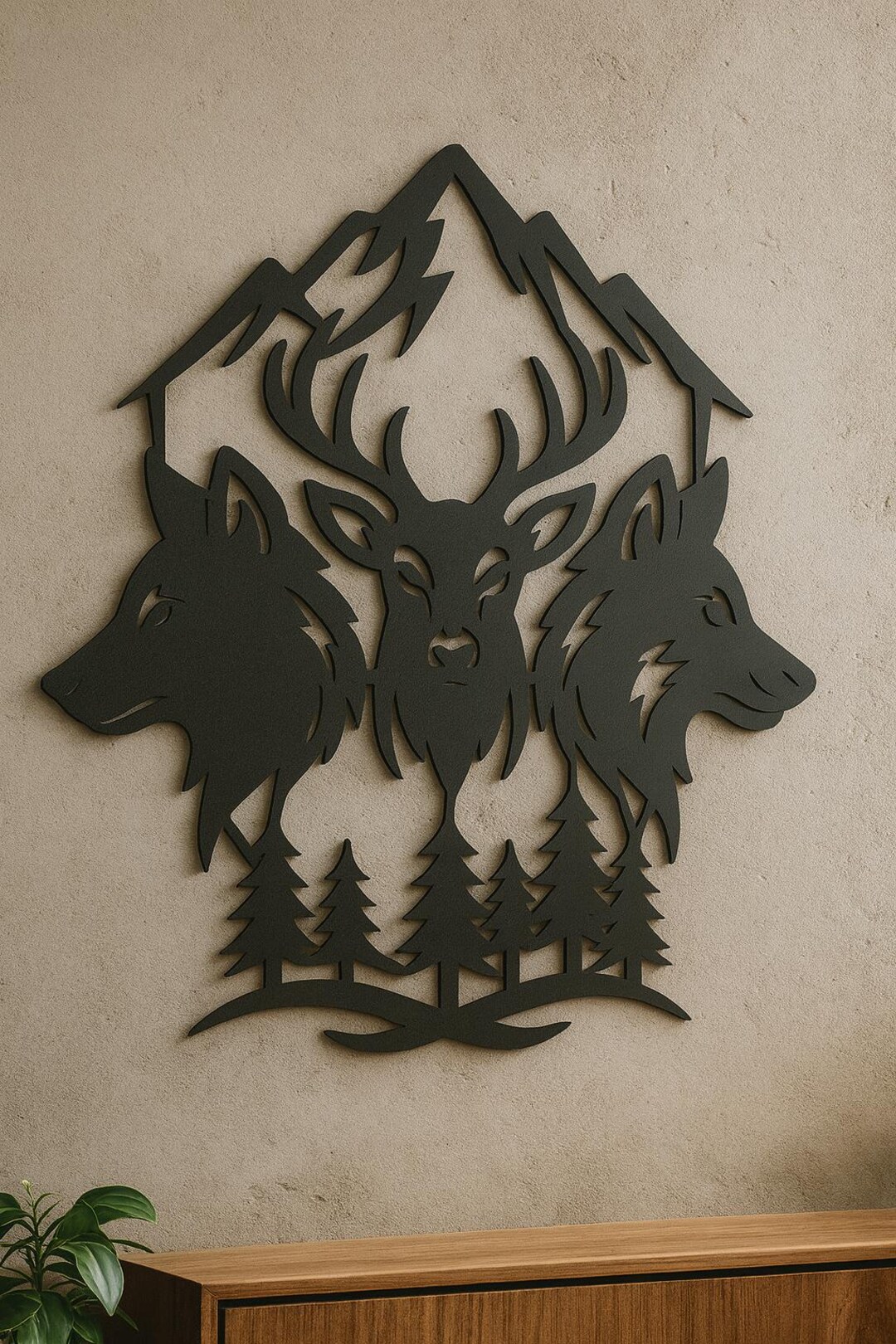 CNC Wildlife -CNC DXF Svg File – Wolf Deer Forest Scene for Laser ...