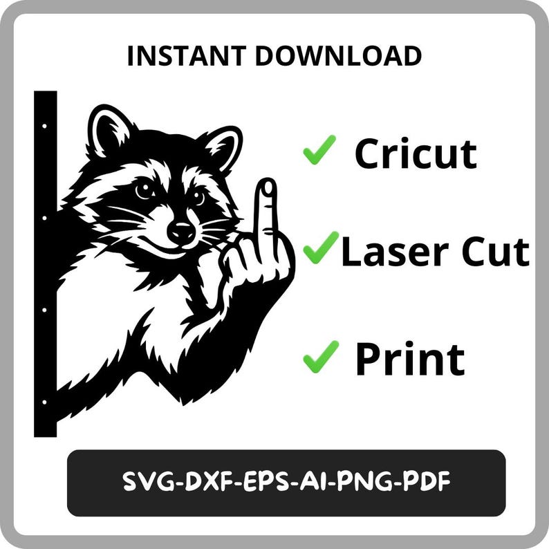 Funny Raccoon Middle Finger Vector – Sarcastic Yard Sign Cut Files ...