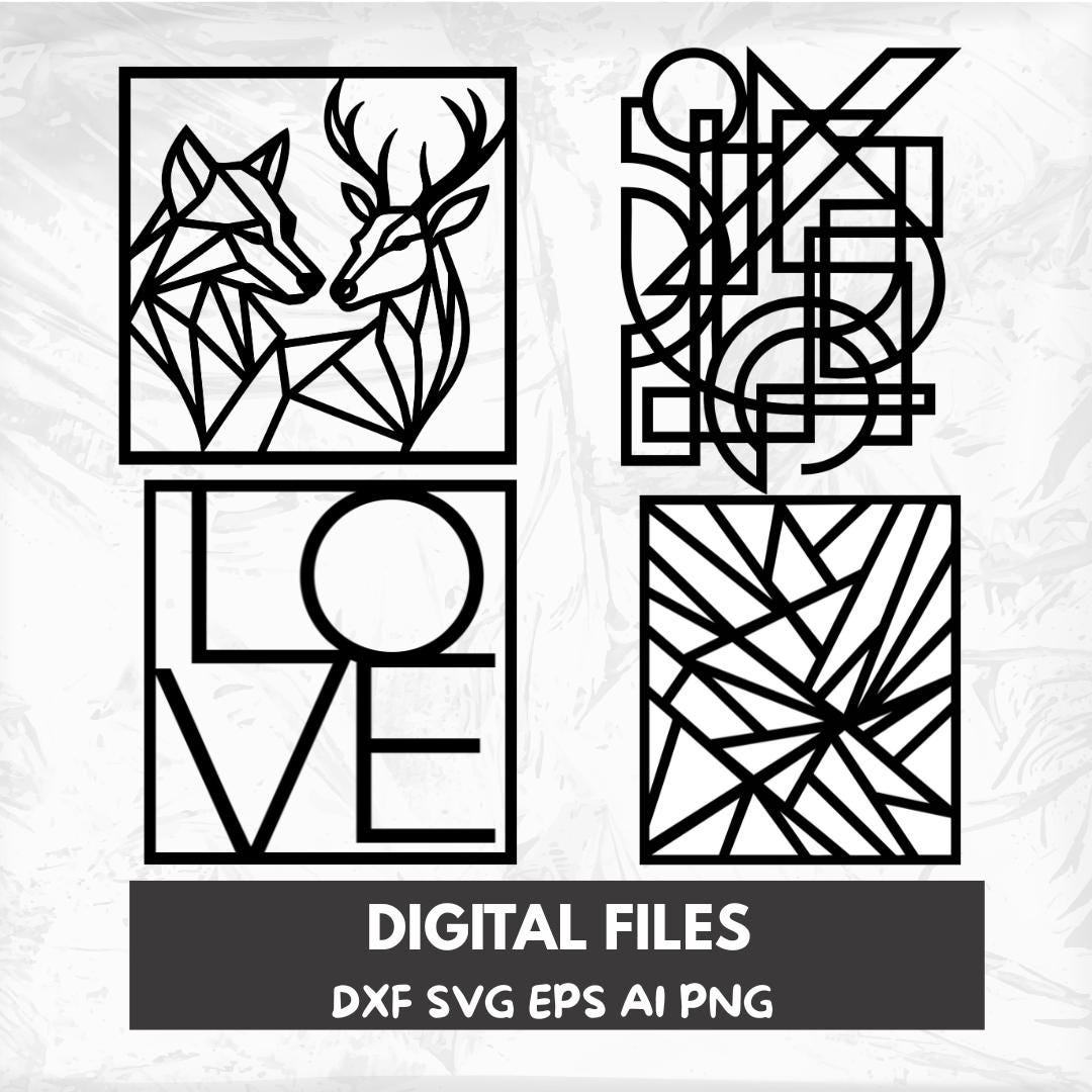 Metal Wall Art SVG DXF Bundle | Laser Cut File Abstract Geometric Wall ...