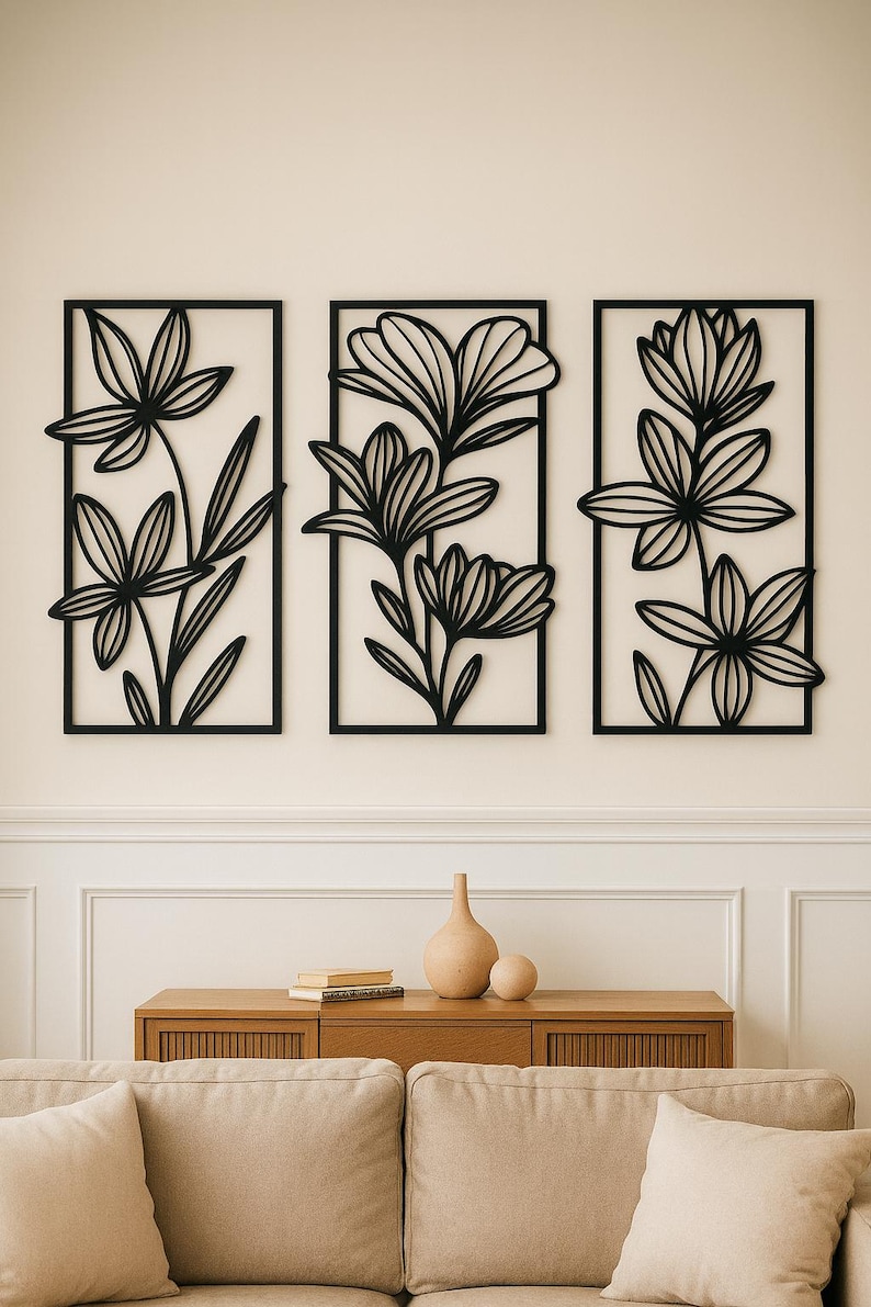Floral Metal Wall Art SVG DXF Bundle | Laser Cut Decor (digital ...