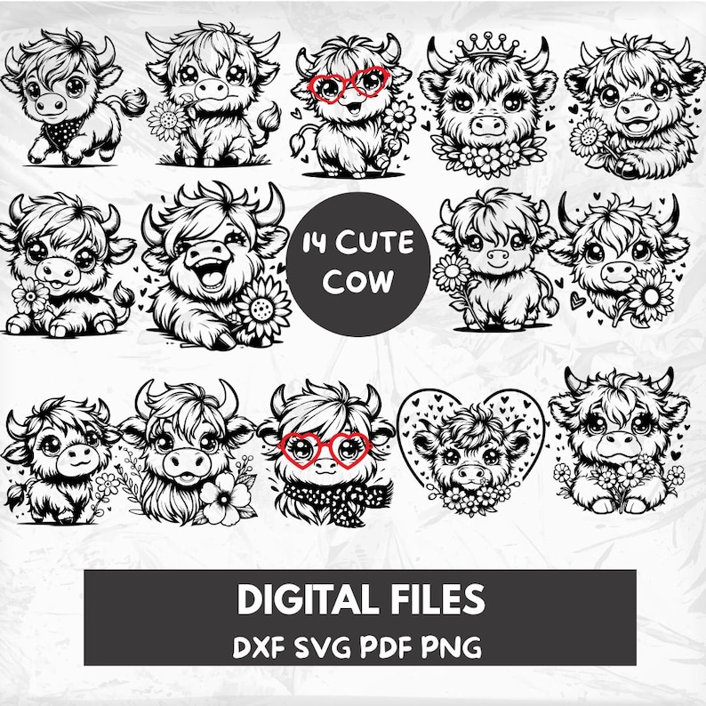 Highland Cow SVG Bundle, Cutting Laser Engraving Files Vector Svg, PNG ...