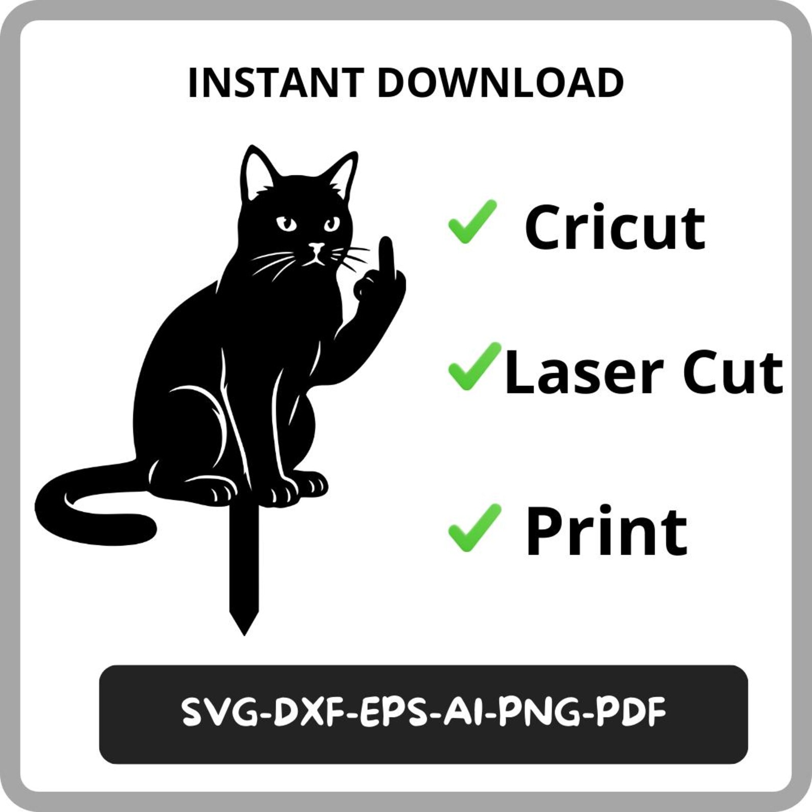 Cat Peeking DXF File | Funny Middle Finger SVG for Plasma Cutting, CNC ...