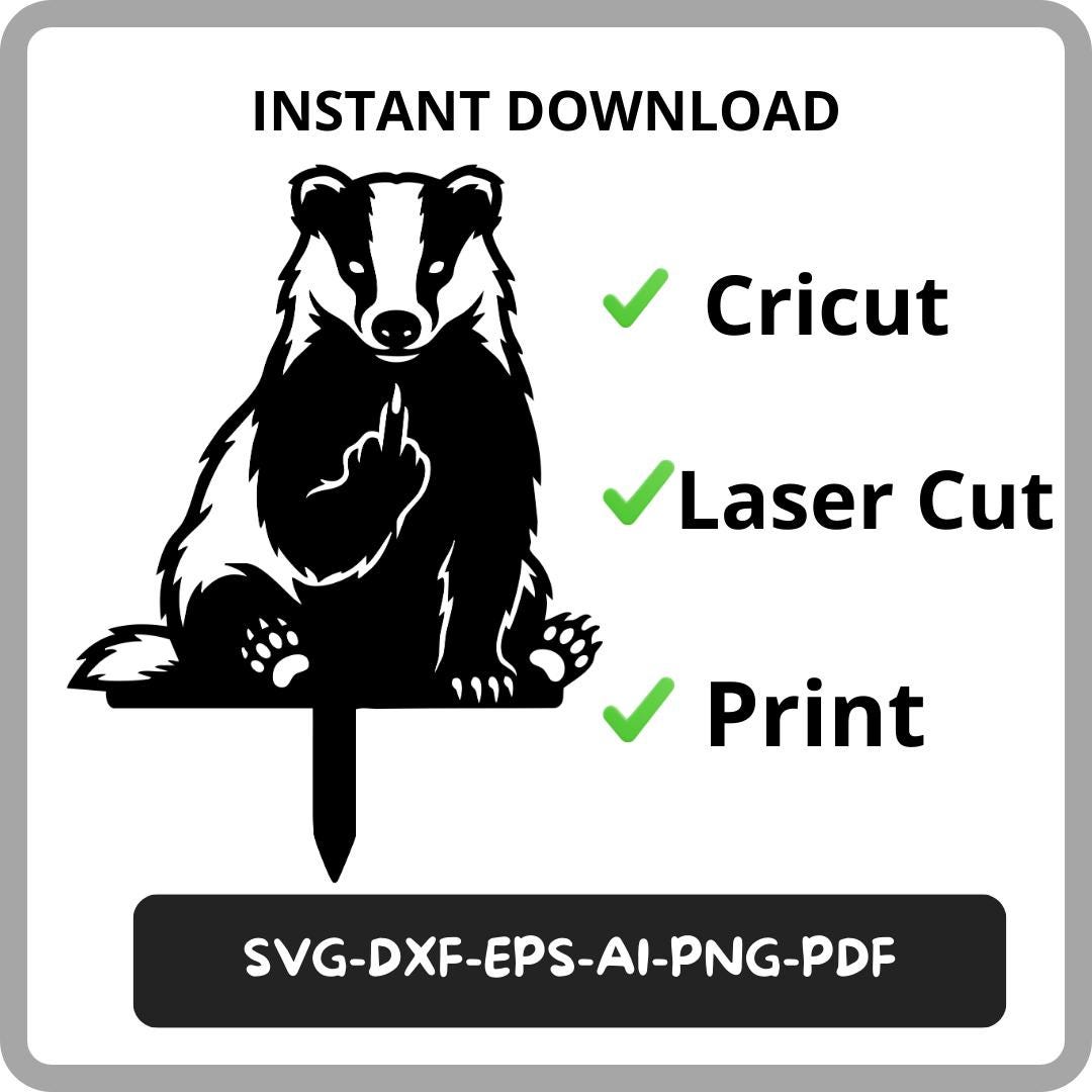 Honey Badger Middle Finger Yard Sign – CNC Plasma Cut File (svg, Dxf ...