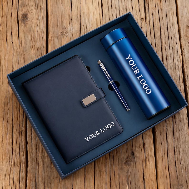 Custom Business Logo Notebook Gift Set – Personalized Corporate Journal ...