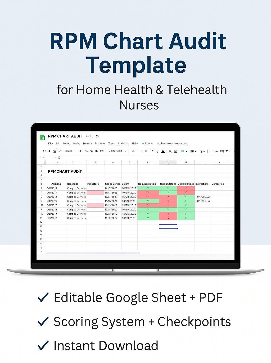RPM Chart Audit Template for Home Health & Telehealth Nurses - Etsy