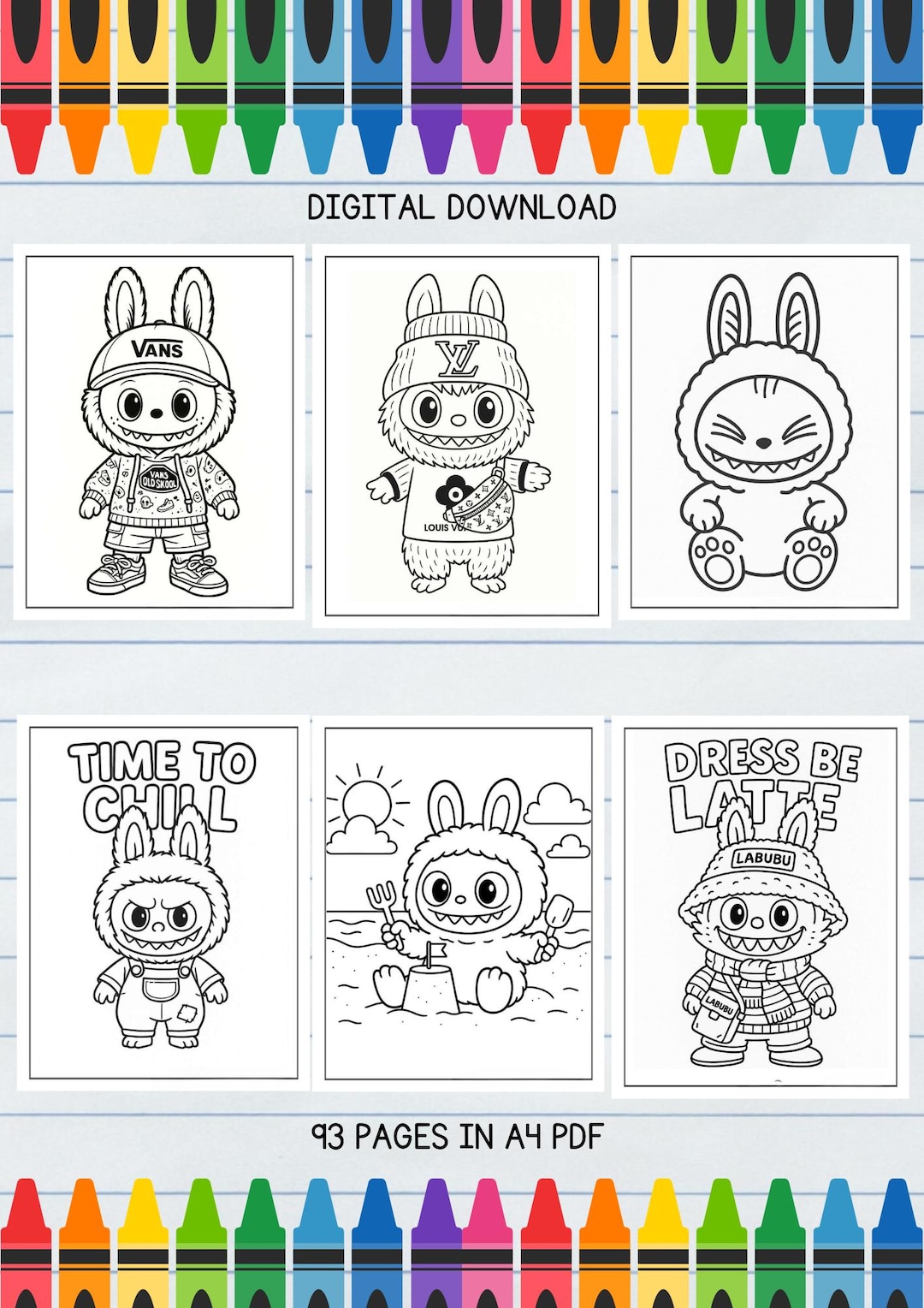 Labubu Coloring Book – 93 Printable Pages (digital Download) - Etsy