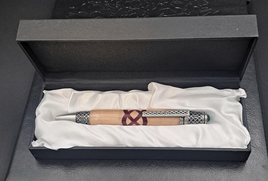 Celtic Knot Twist Pen – Maple With Purpleheart Inlay – Antique Pewter ...