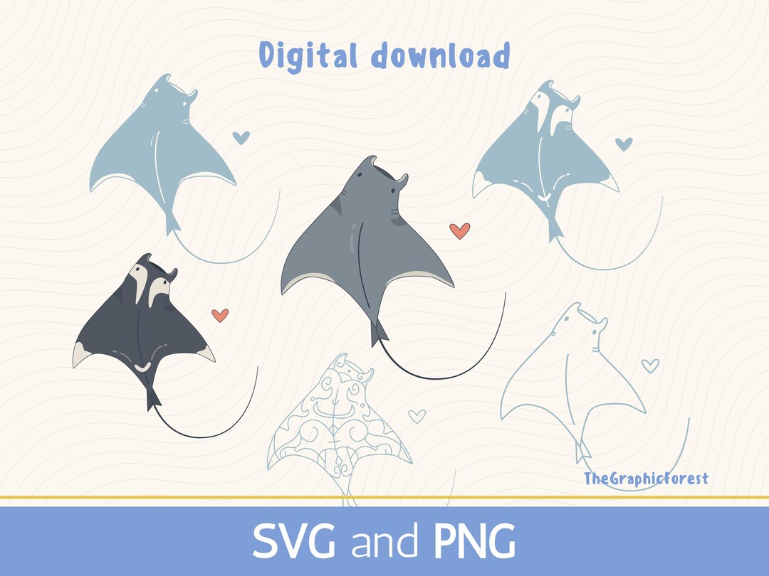 Manta Ray Clipart Stingrays Svg Png Devil Rayfish Ocean Graphics Sea ...