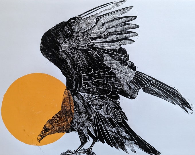 Turkey Vulture Original Linocut Print Handmade Linoleum Print - Etsy