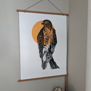 Red Tailed Hawk Original Handmade Large Linocut Print Linoleum Carved ...