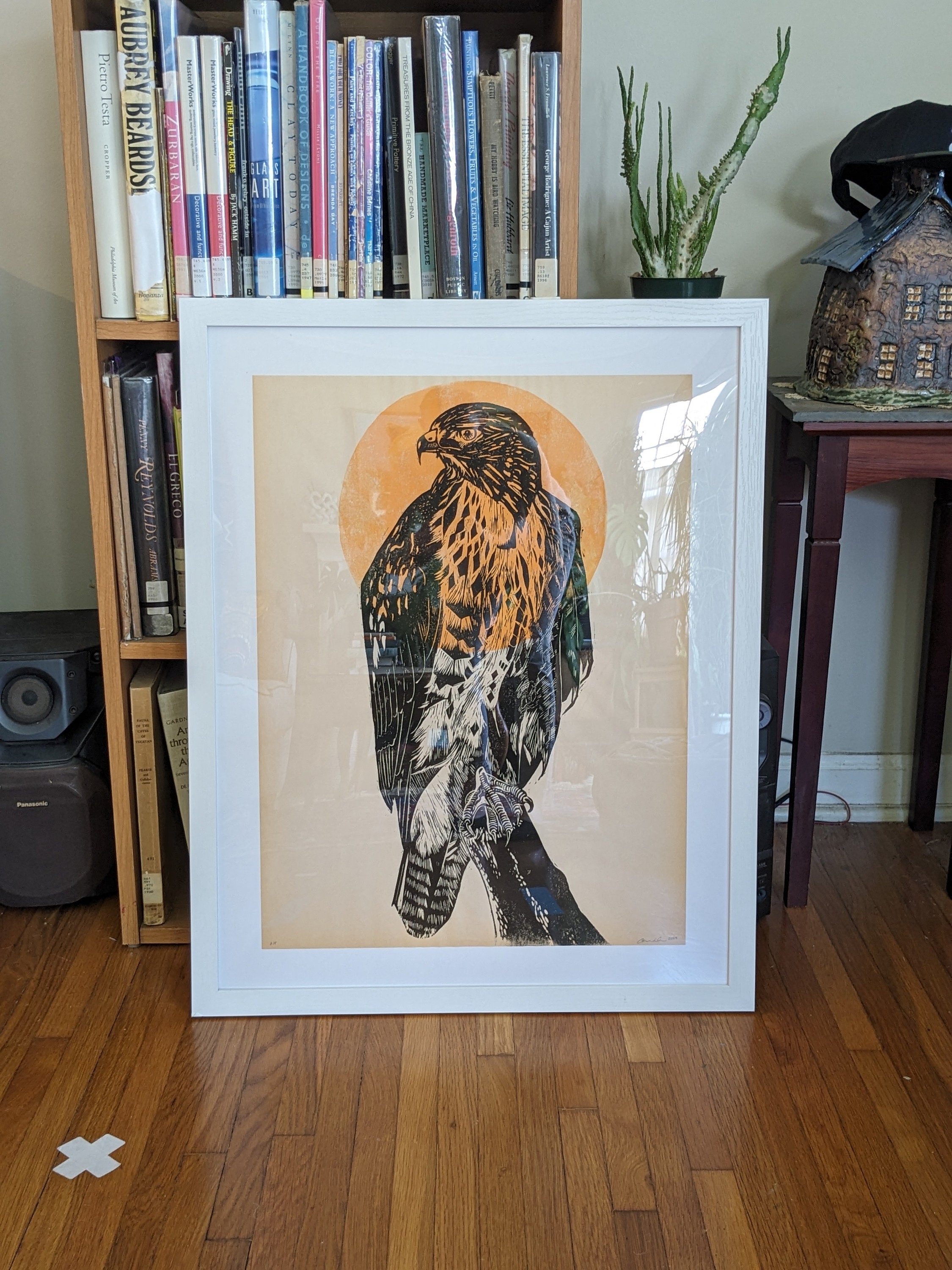 Red Tailed Hawk Original Handmade Large Linocut Print Linoleum Carved ...