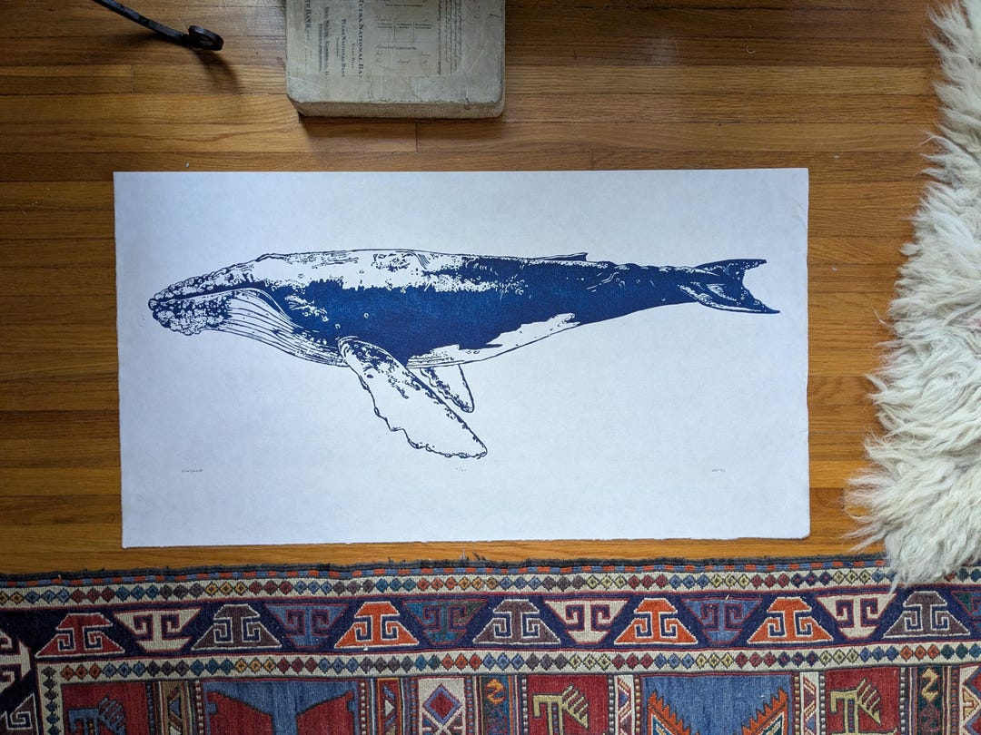 Humpback Whale Original Handmade Linocut Print Linoleum Block Print - Etsy