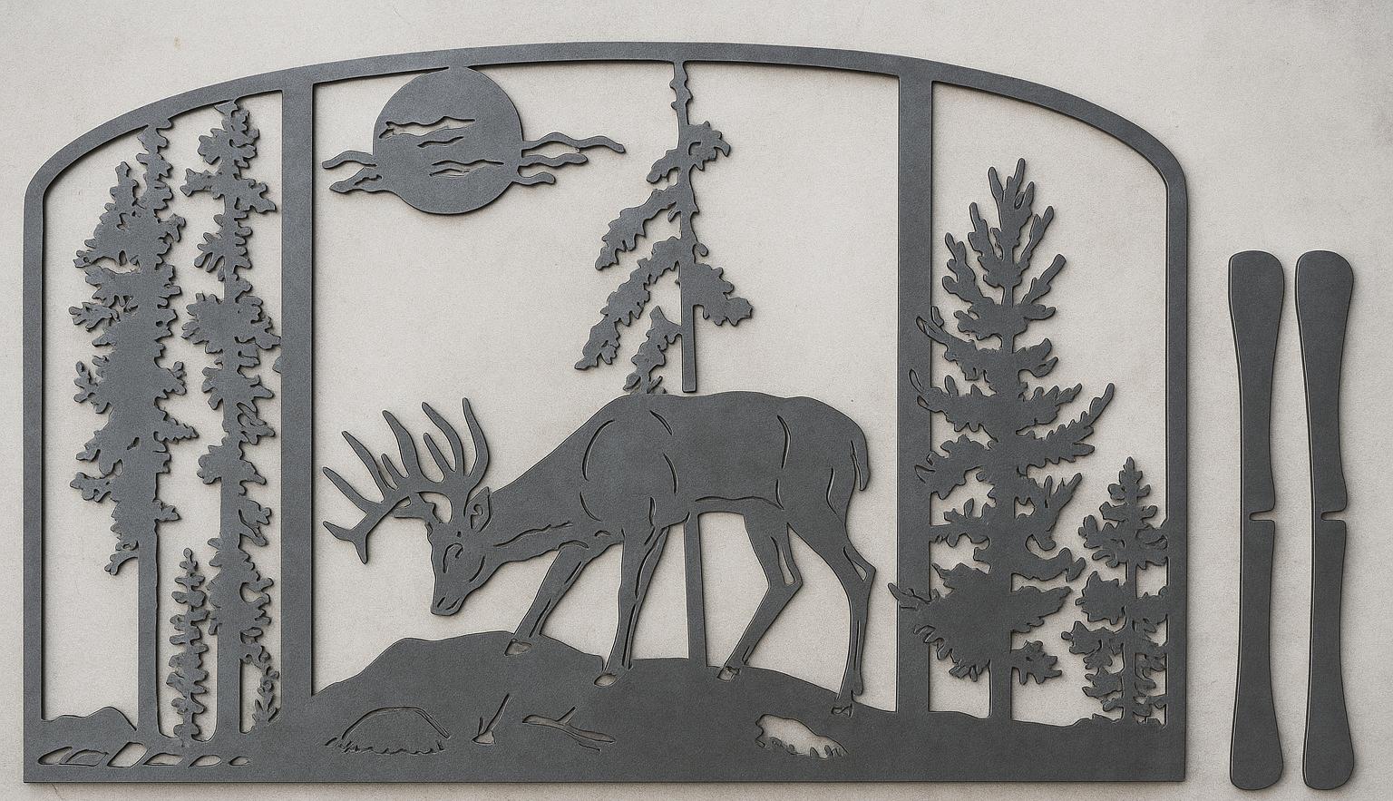 Deer Scene Fireplace Screen DXF File – Rustic Wildlife Metal Art ...