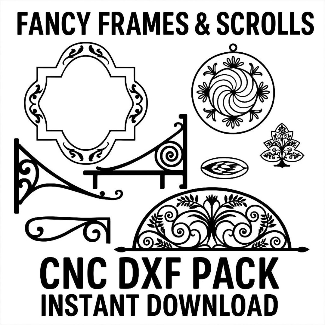 Fancy Frames and Borders DXF – CNC Plasma Cut Files for Scroll Brackets ...