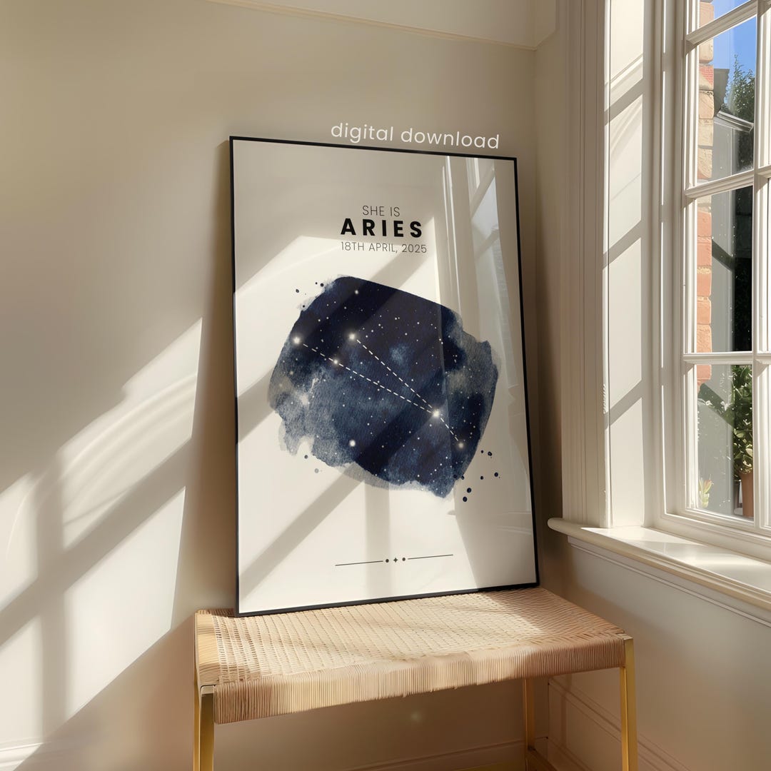 Custom Aries Star Map Print, Zodiac Wall Art (digital Download) - Etsy