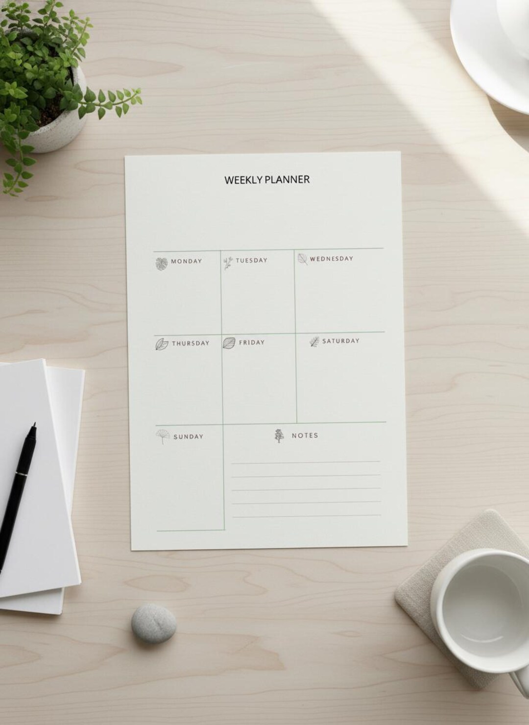 Minimalist Botanical Weekly Planner A4 Printable Digital Download - Etsy
