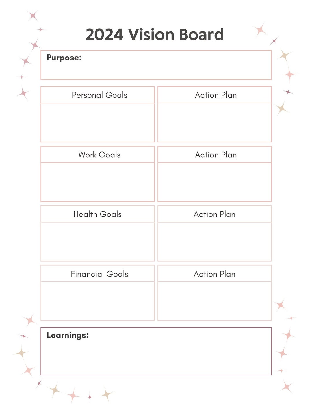 Vison Board, 2024 Vison Printable, Easy Vison Board, Printable, Digital ...