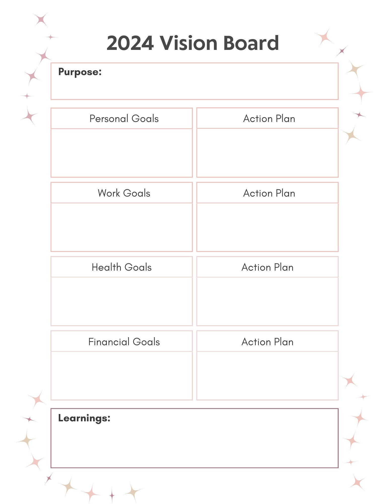 Vison Board, 2024 Vison Printable, Easy Vison Board, Printable, Digital ...