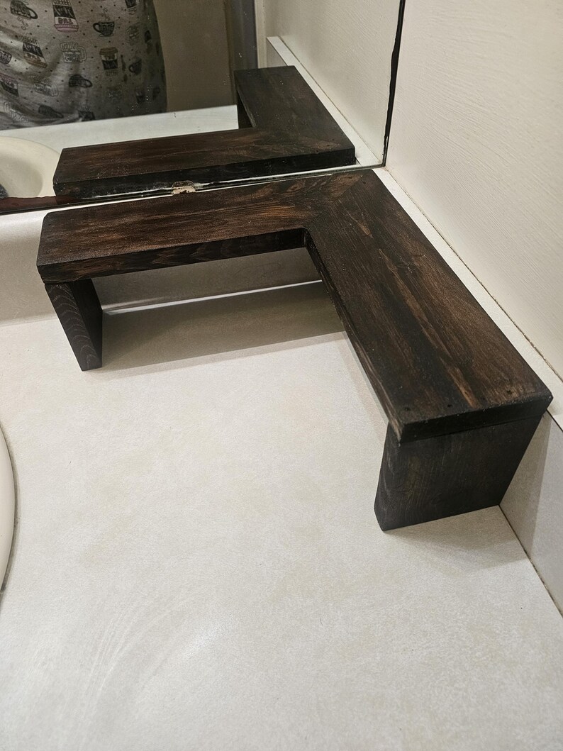 Handcrafted Rustic Wooden Corner Riser | Solid Pine | Dark Walnut Stain ...