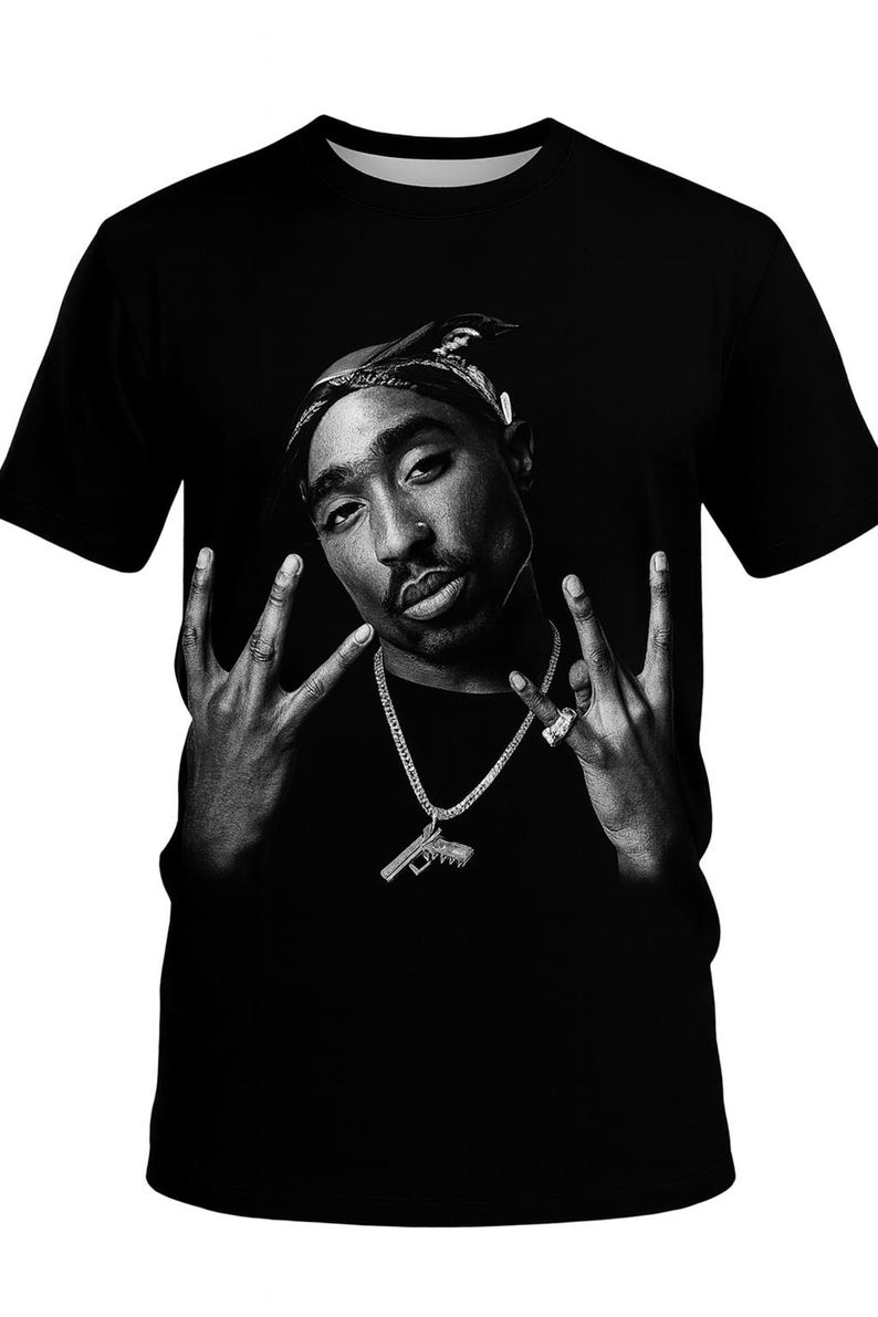 New Tupac Amaru Shakur 2pac Rap Singer 3D Printed Men's T-shirt Large ...