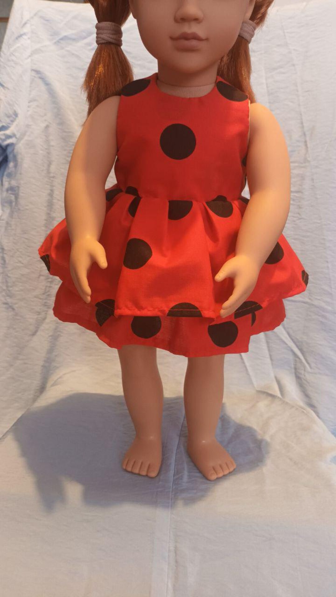 Handmade Ladybug-inspired Doll Dress With Matching Head Ties – Fits 18 ...