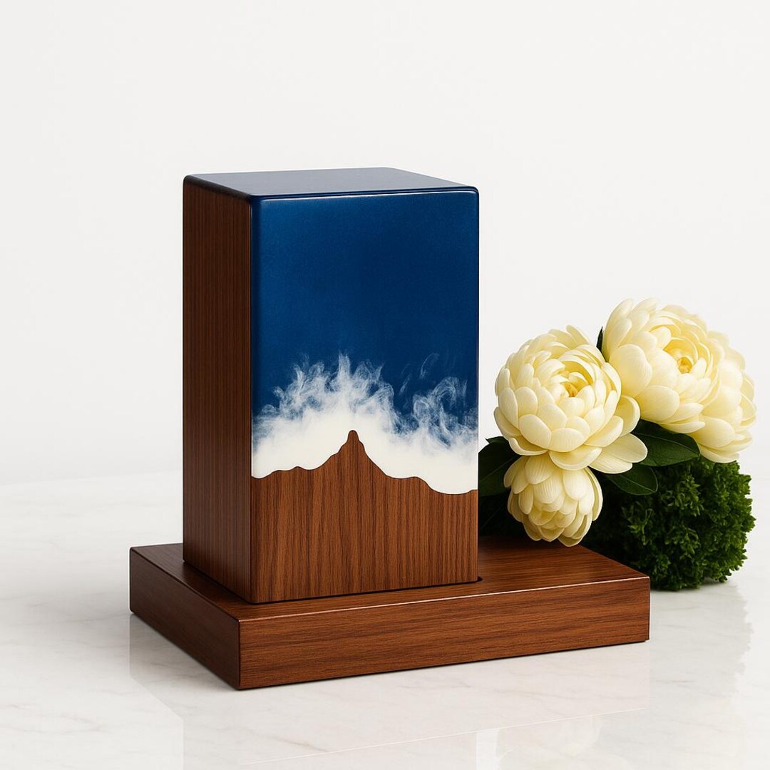 Handmade Rosewood Memorial Urn | Ocean Wave Resin, Personalized - Etsy