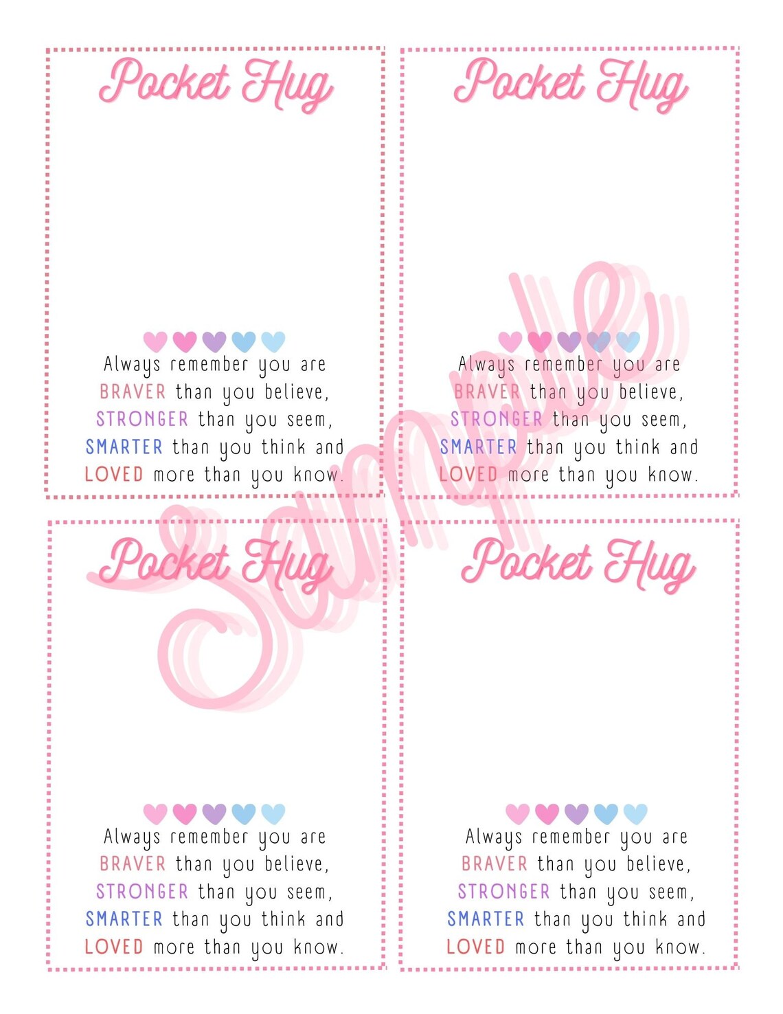 Printable Pocket Hug Template - Etsy