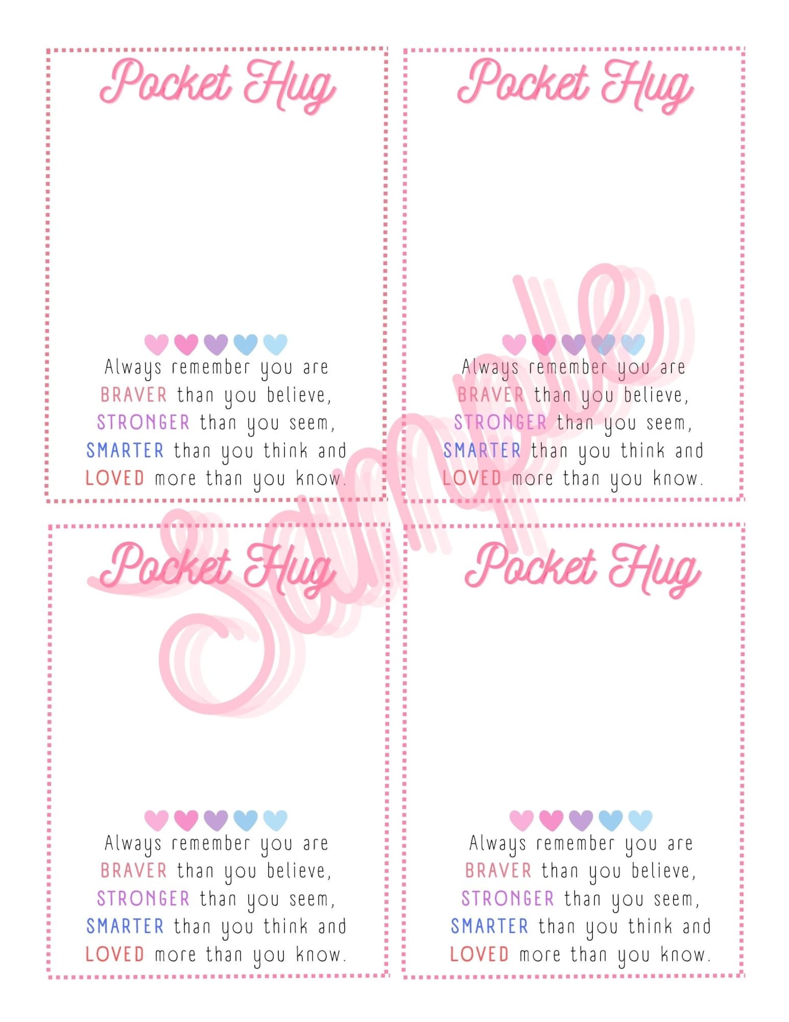 Printable Pocket Hug Template - Etsy