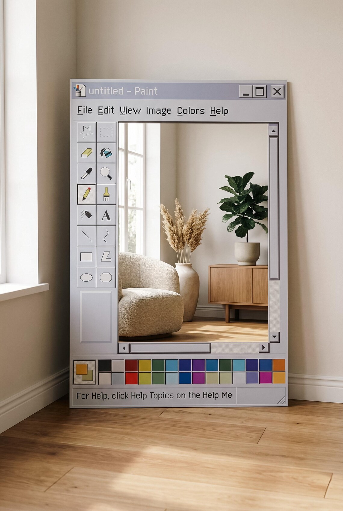 MS Paint Style Retro Mirror Wall Art, Windows XP Inspired Pixel Frame ...