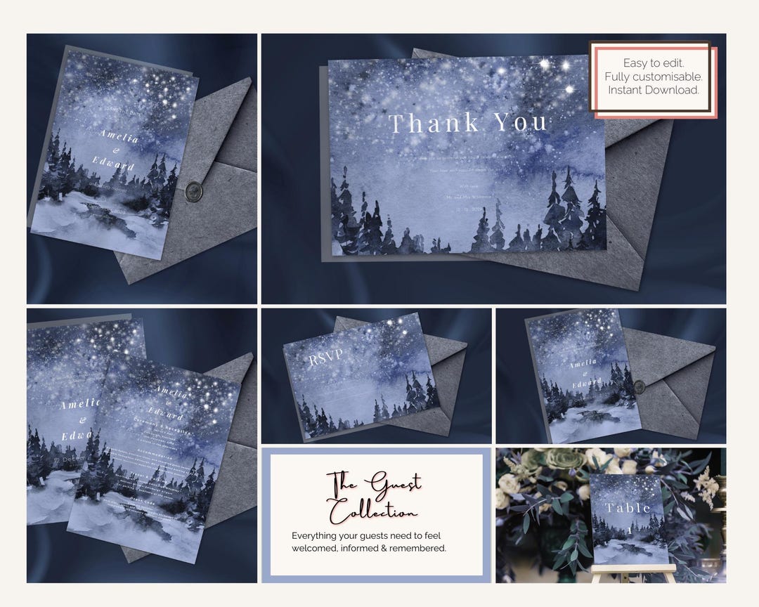 Editable Wedding Invitation, Save the Date, Details, RSVP, Table No ...