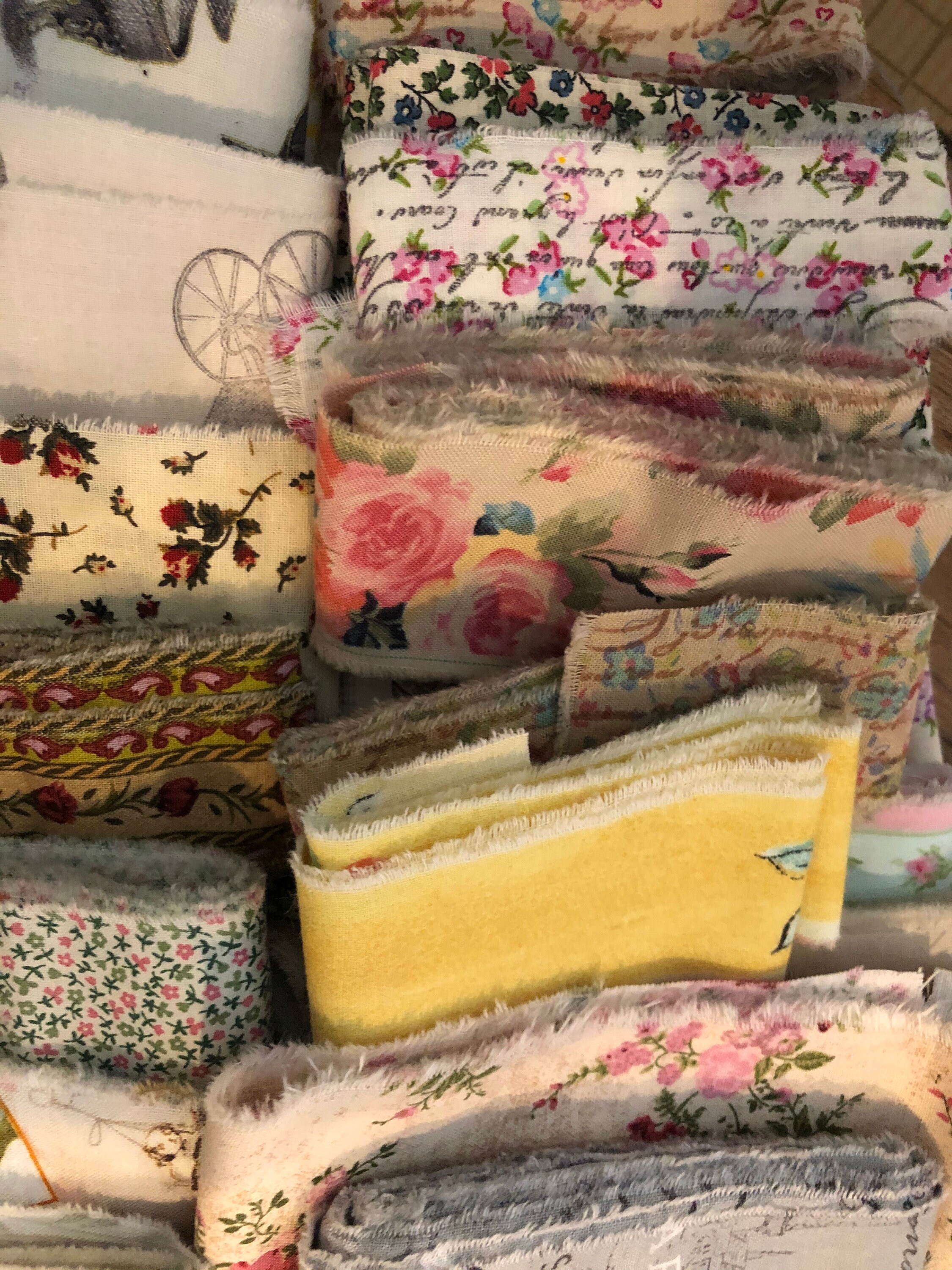 Ribbon Destash Fabric Bundle Bulk Distressed Ribbon Tea - Etsy