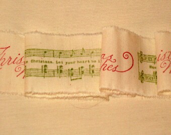 Muslin Christmas Music and Noel Vintage Hand Stamped Muslin - Etsy