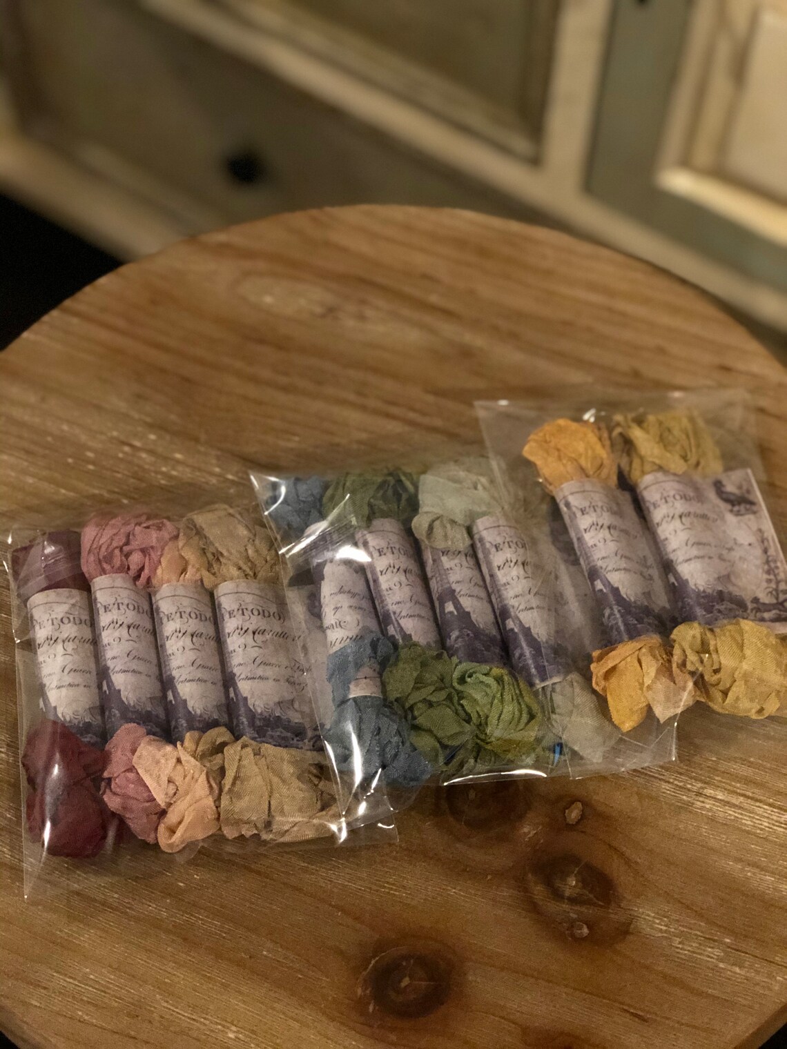 Hand Dyed and Tea Stained Scrunched Seam Binding Ribbon - Etsy