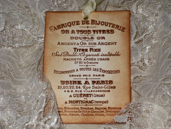 Vintage Bijouterie Gift Tags Hand Stamped and Distressed Marie | Etsy