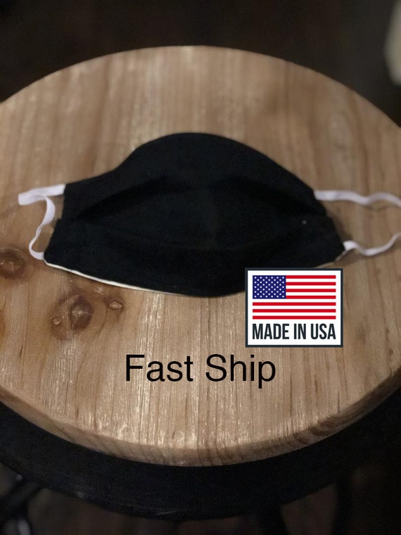 Black Fabric Face Mask Made in US Washable reusable face | Etsy