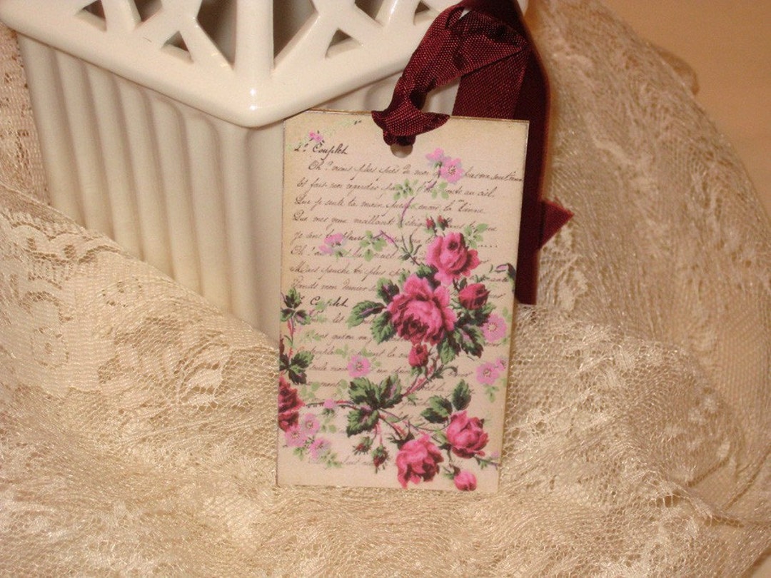 French Style Gift Tag, Paris Rose Gift Tag, Vintage Inspired Gift Tags ...