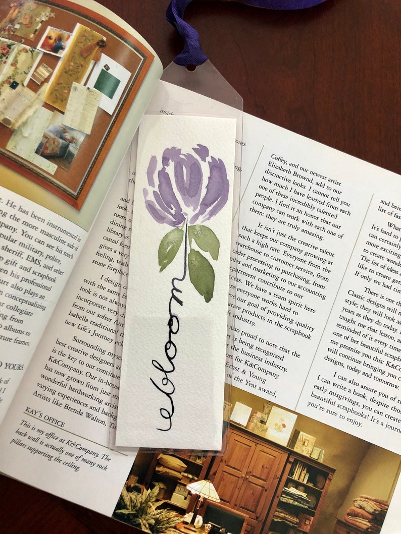 Watercolor floral bookmarks in sleeve Hanging from vintage | Etsy