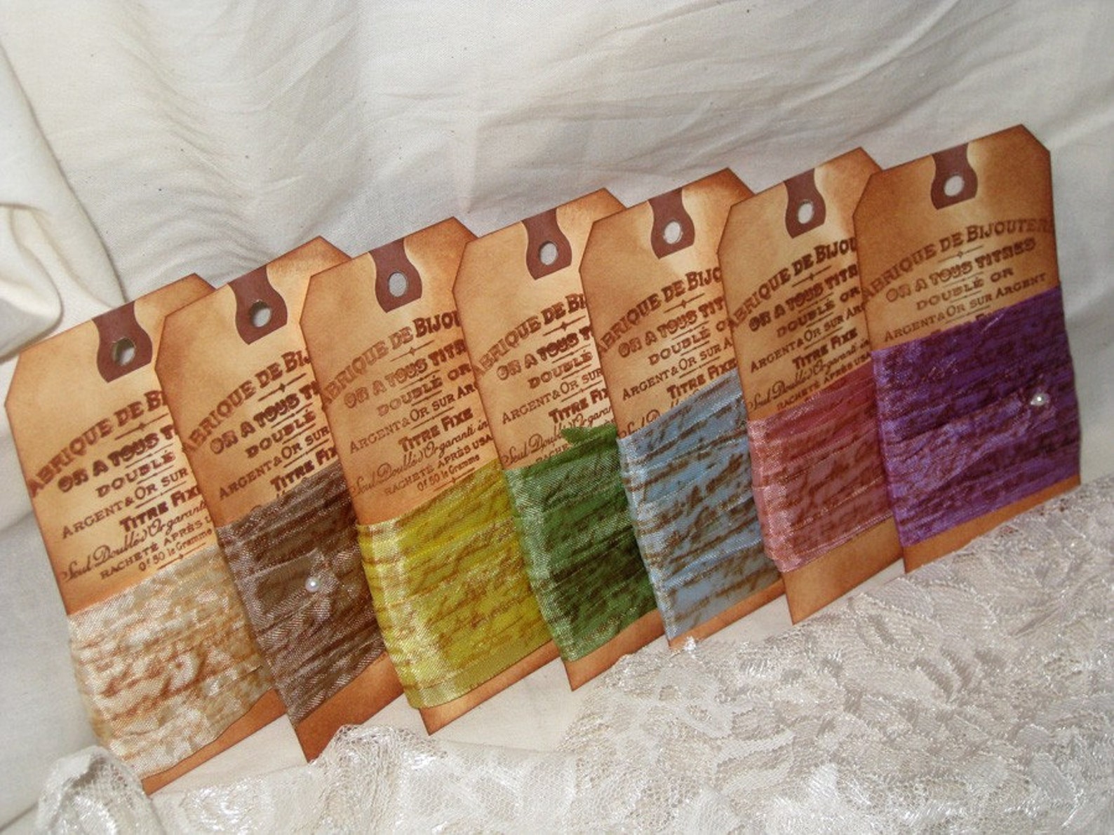 Seam Binding French Script Hand Stamped and Aged Seam Binding French ...
