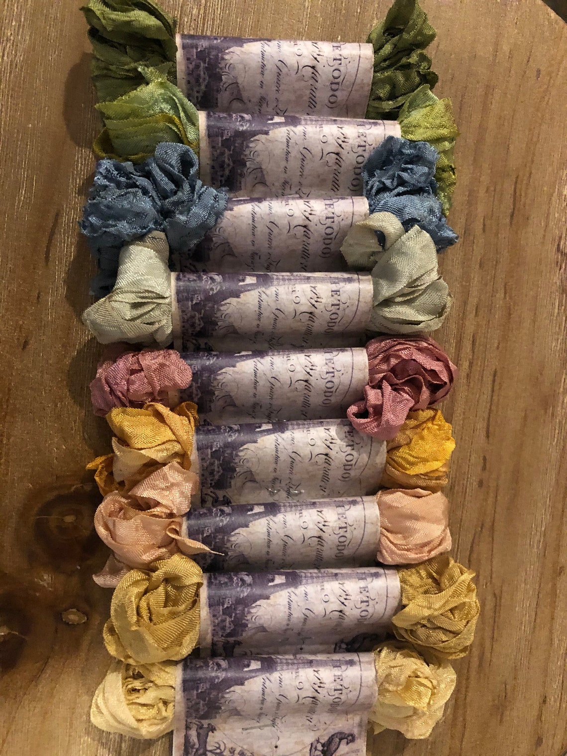Hand Dyed and Tea Stained Scrunched Seam Binding Ribbon Bundle ...